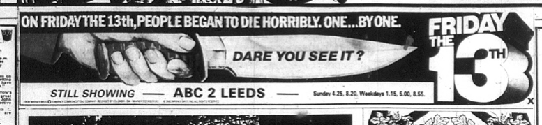Friday the 13th Films Original Leeds Newspaper Ads – Meathook Cinema