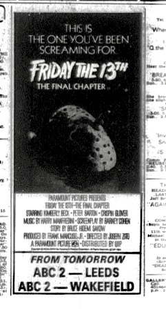 Friday the 13th Films Original Leeds Newspaper Ads – meathookcinema.com